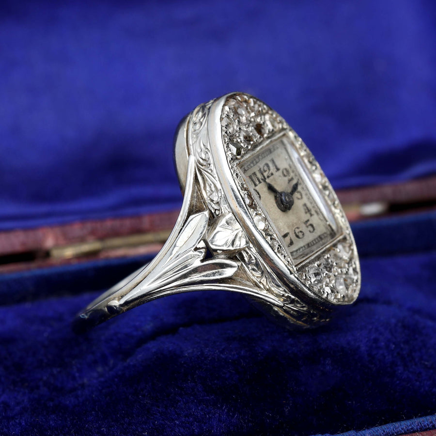 The Antique Art Deco Diamond Watch Ring – Antique Jewellers
