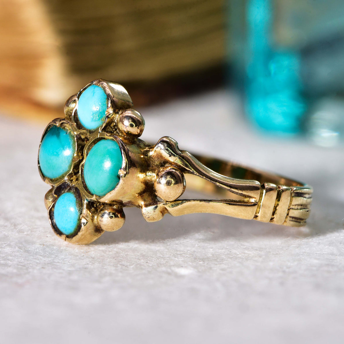 The Antique Victorian Turquoise Cluster Ring – Antique Jewellers