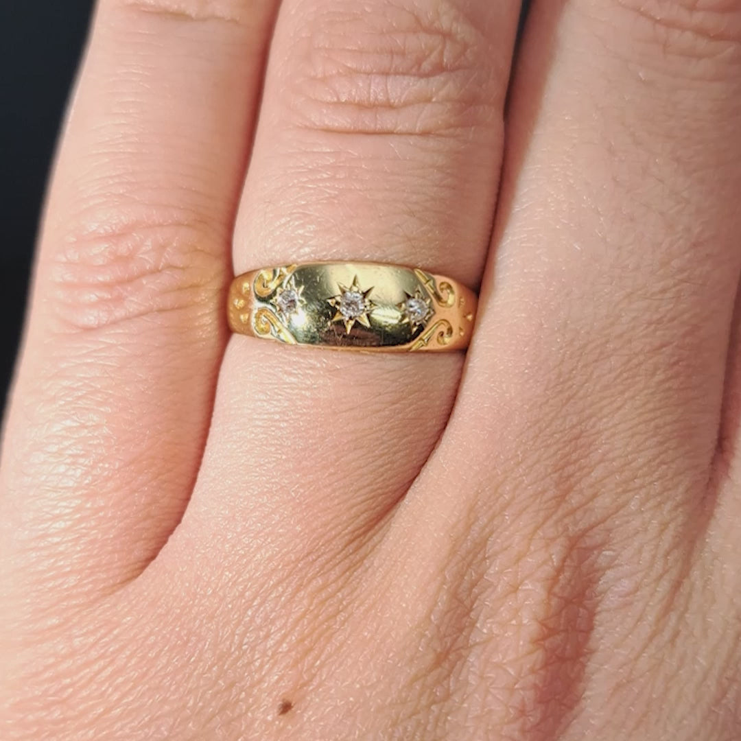 The Antique 1901 Three Diamond Celestial Ring – Antique Jewellers