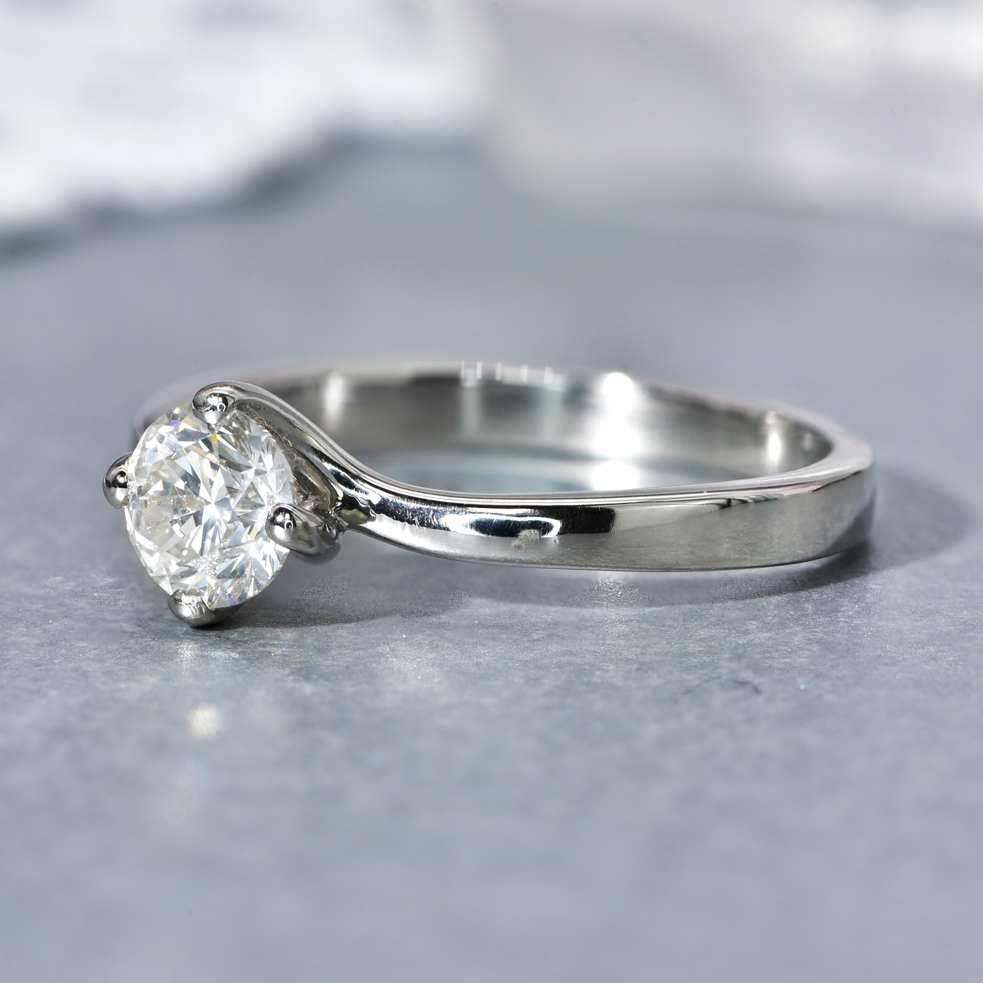 The Vintage Brilliant Cut Diamond Solid Platinum Ring | Antique Jewellers
